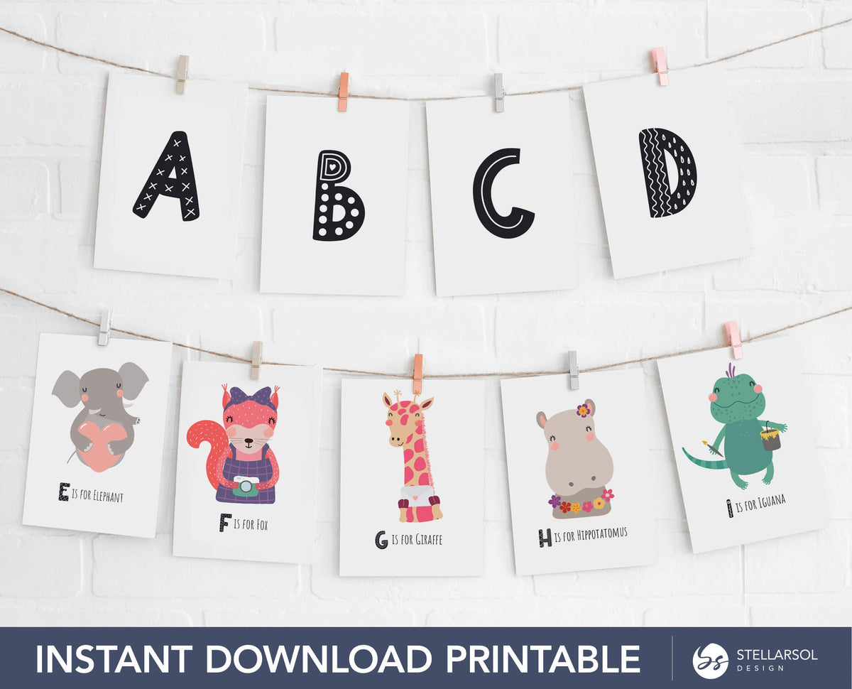 Printable Fun Pattern ABC Animal Alphabet Flashcards – Stellarsol ...